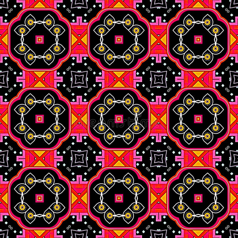 Seamless Raster Pattern in Oriental Style Psychedelic Mosaic Pattern ...