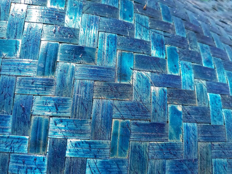 Seamless Realistic Old Bamboo Weave Basket Repeat Pattern. Blue Rattan ...