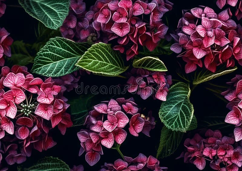 Seamless Realistic Pink Hydrangea Flowers Pattern. Wallpaper Design ...