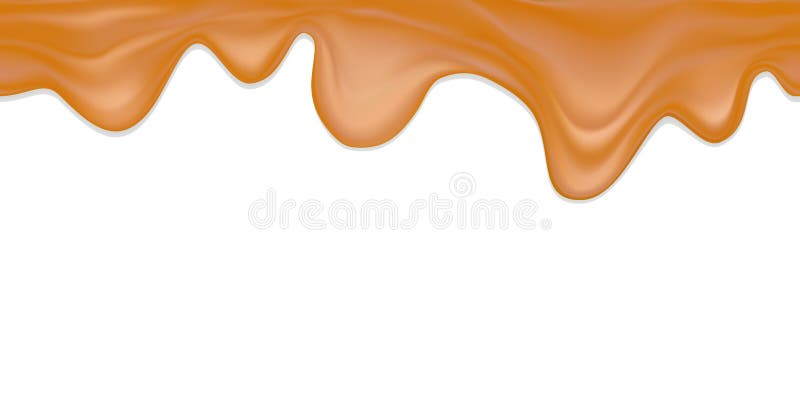 Seamless Realistic Vector Border of Liquid Caramel.Boiled Condensed ...