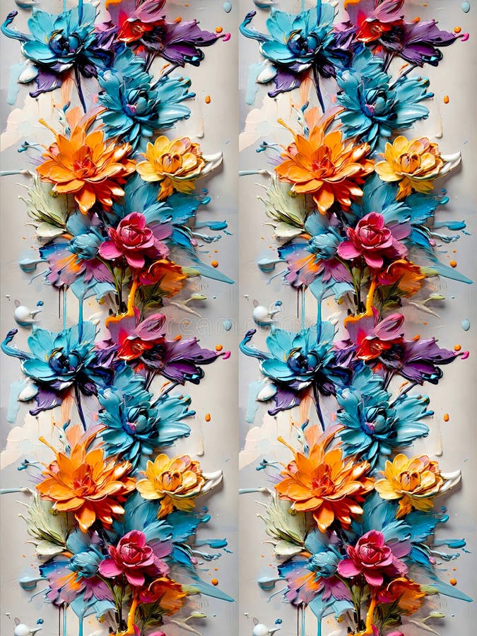 Seamless Rectangle Tile, 4 Combined for Visual Display, Thick Paint ...