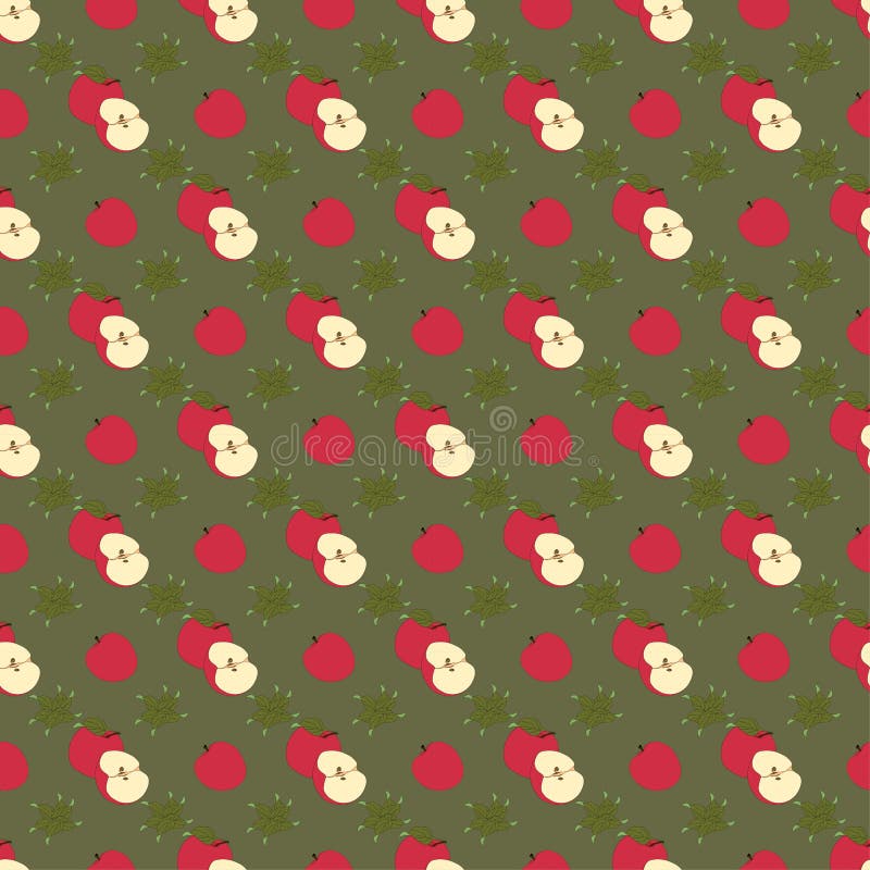 Seamless Red Apples Vector Pattern. Simple Fruit Vector Pattern Stock ...