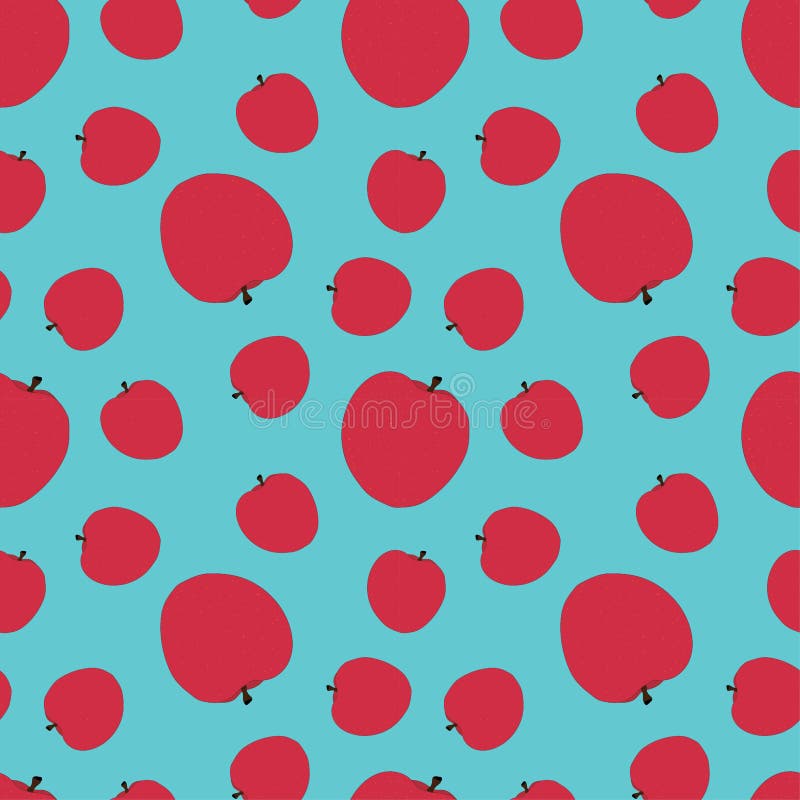 Seamless Red Apples Vector Pattern Simple Fruit Vector Pattern Stock