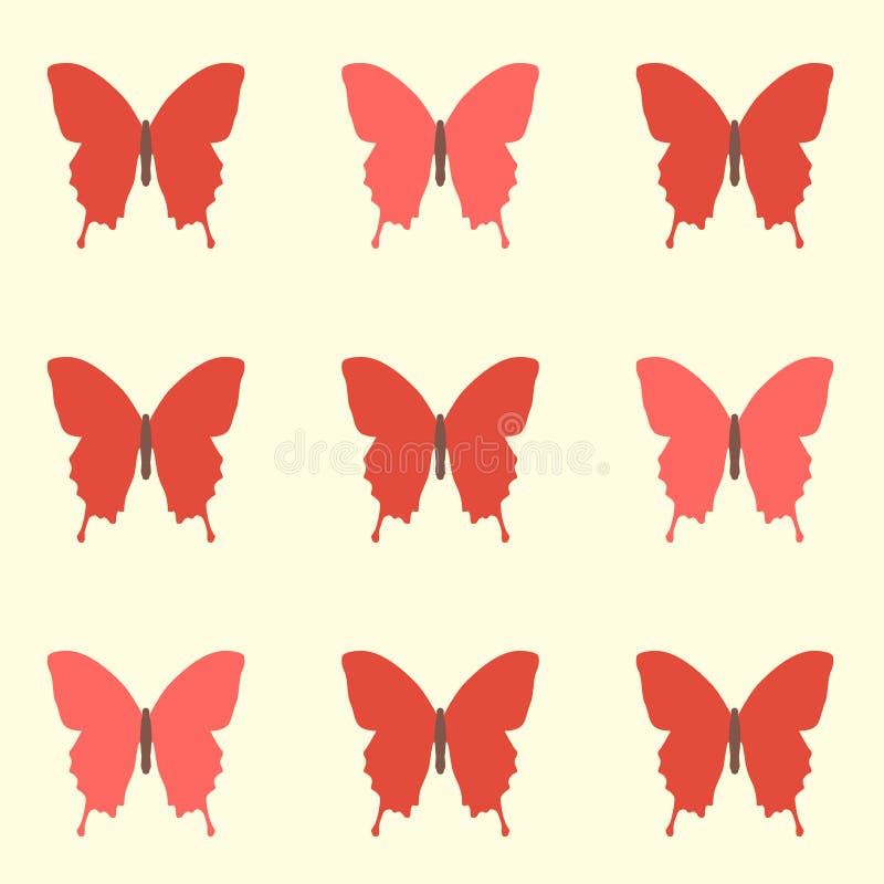 Seamless Red Butterfly Pattern Stock Vector - Illustration of cartoon ...