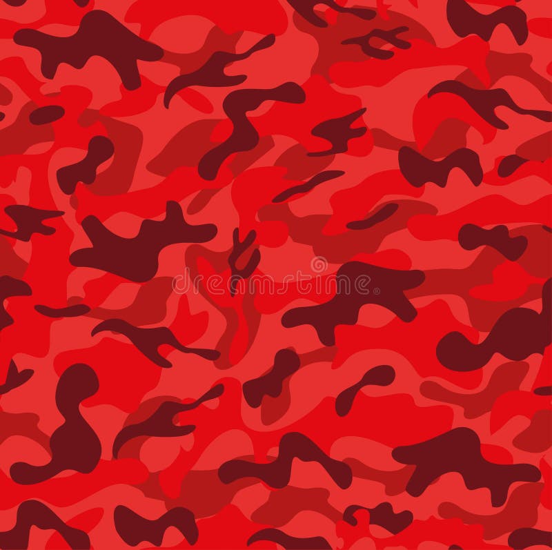 Seamless Red Camouflage Pattern Stock Vector - Illustration of force ...