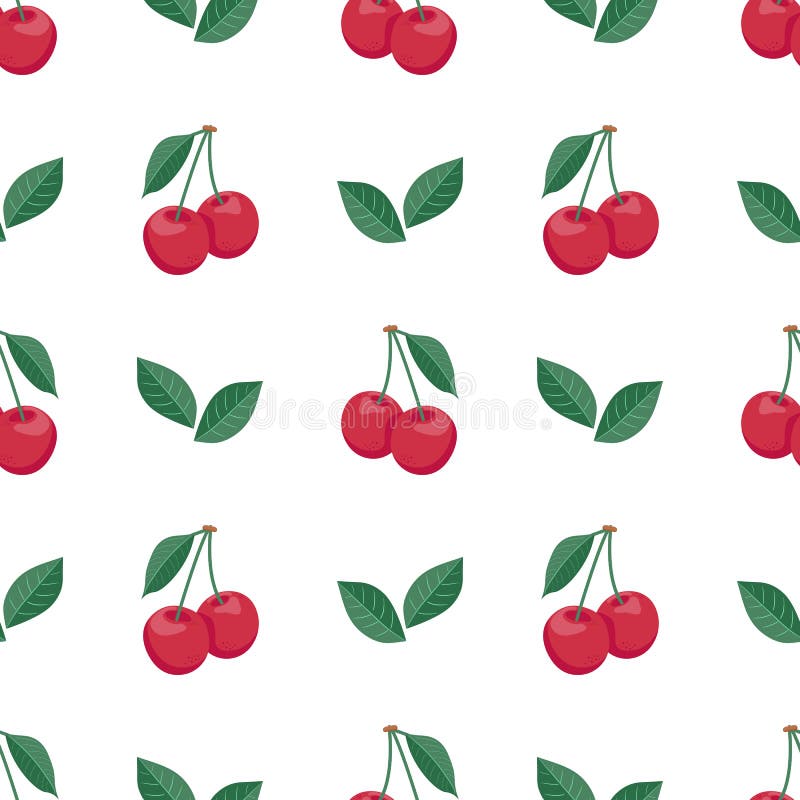 Seamless Red Cherry Pattern Design Stock Vector - Illustration of ...