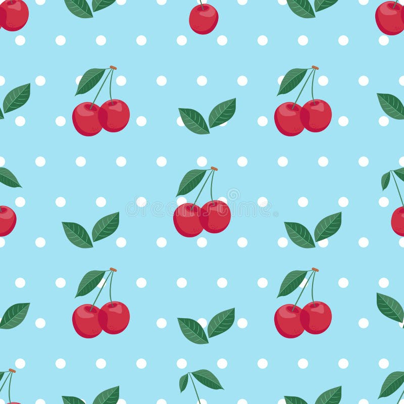 Seamless Red Cherry Pattern Design, Flat Cherry Pattern Stock Vector ...