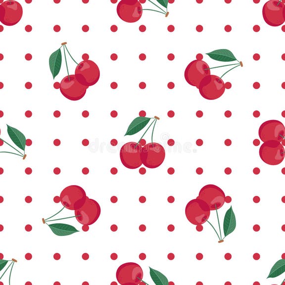Seamless Red Cherry Pattern Design, Flat Cherry Pattern Stock ...
