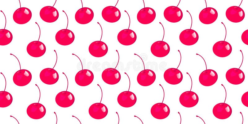 Seamless Red Cherry Pattern Design, Flat Cherry Pattern Stock Vector ...
