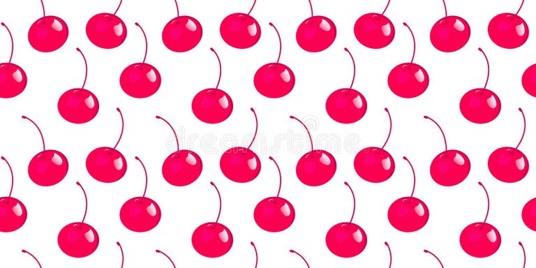 Seamless Red Cherry Pattern Design, Flat Cherry Pattern Stock Vector ...