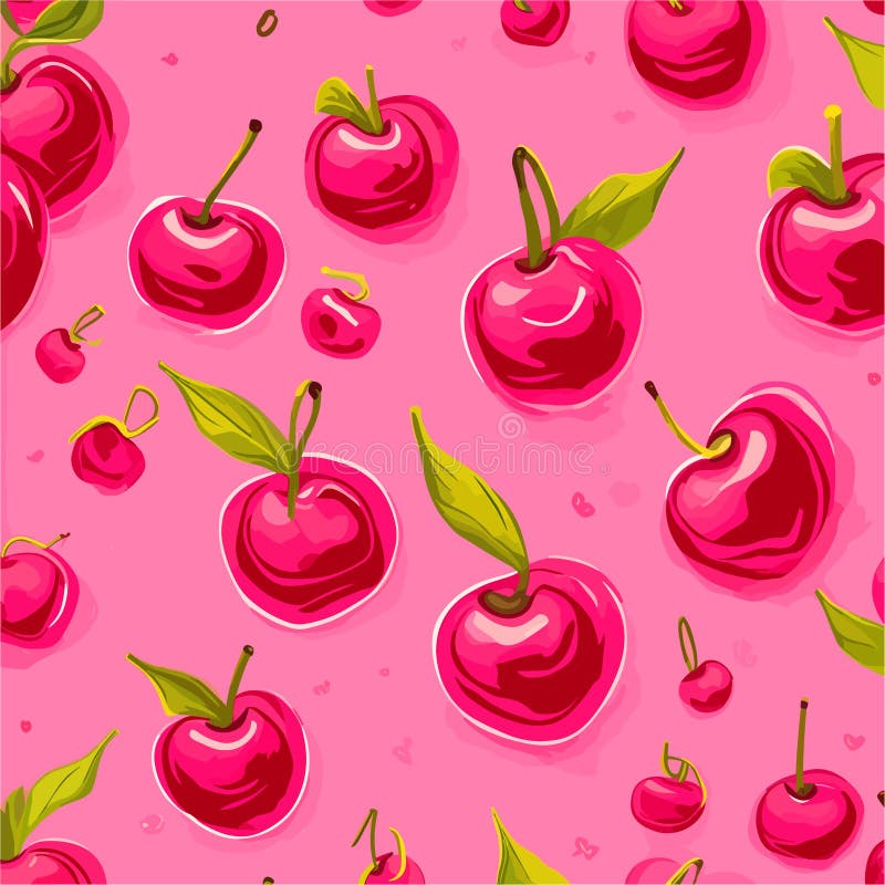 Seamless Red Cherry Pattern Design, Flat Cherry Pattern Template Vector ...