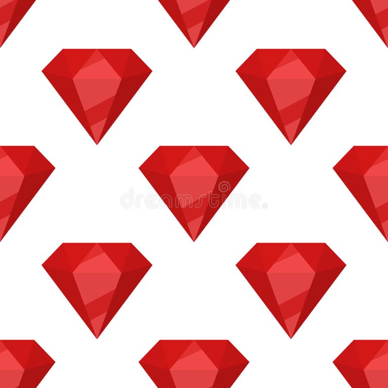 Seamless Red Diamond Pattern. Flat Cartoon Vector Luxury Gemstone Background Stock Vector ...