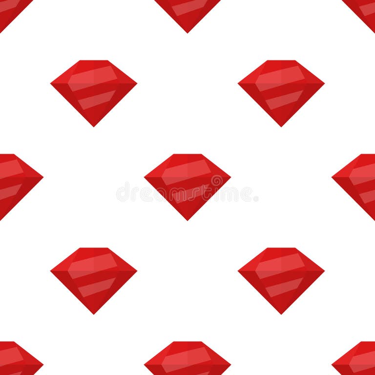 Seamless Red Diamond Pattern. Flat Cartoon Vector Luxury Gemstone ...