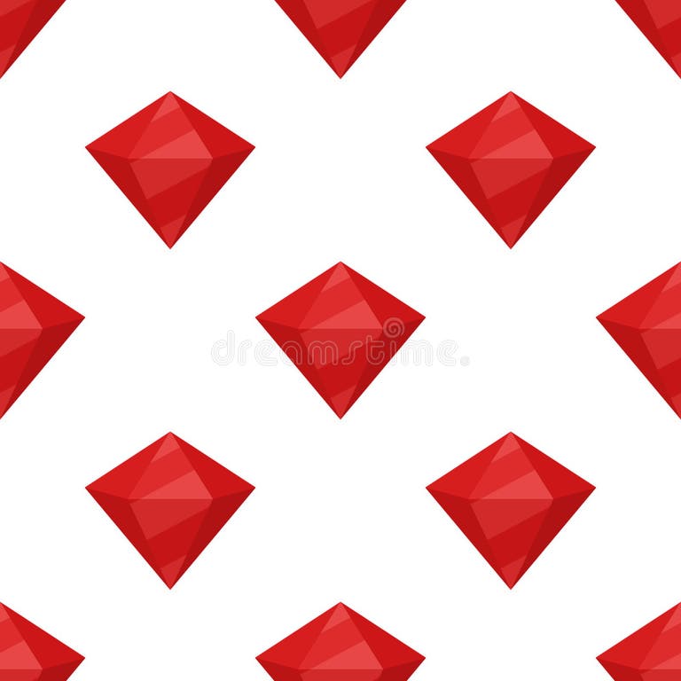 Seamless Red Diamond Pattern. Flat Cartoon Vector Luxury Gemstone ...