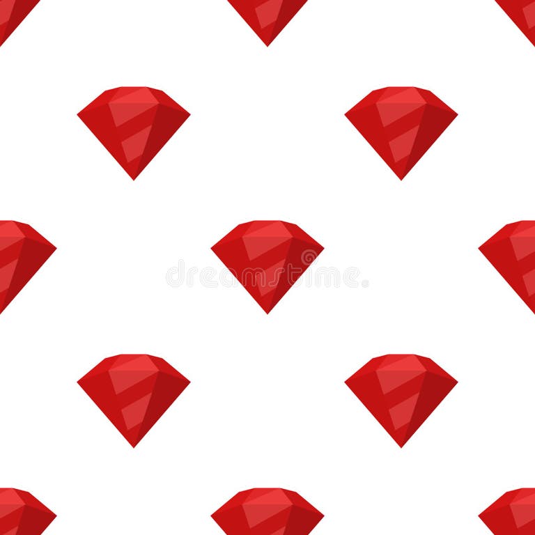 Seamless Red Diamond Pattern. Flat Cartoon Vector Luxury Gemstone ...