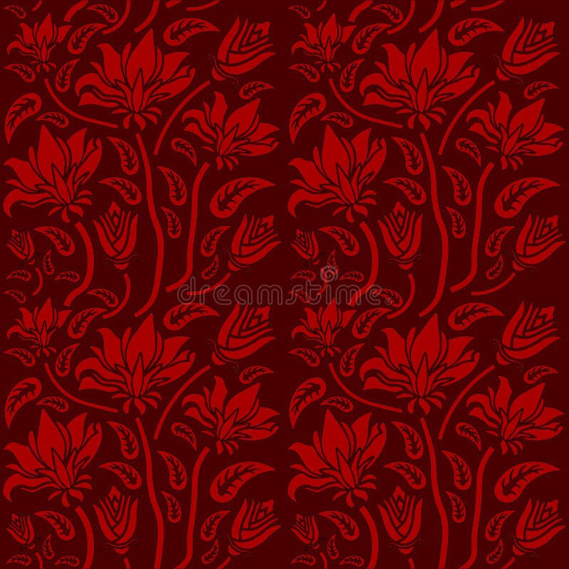 Seamless Red Floral Pattern, Vector. Endless Texture Can Be Used for ...