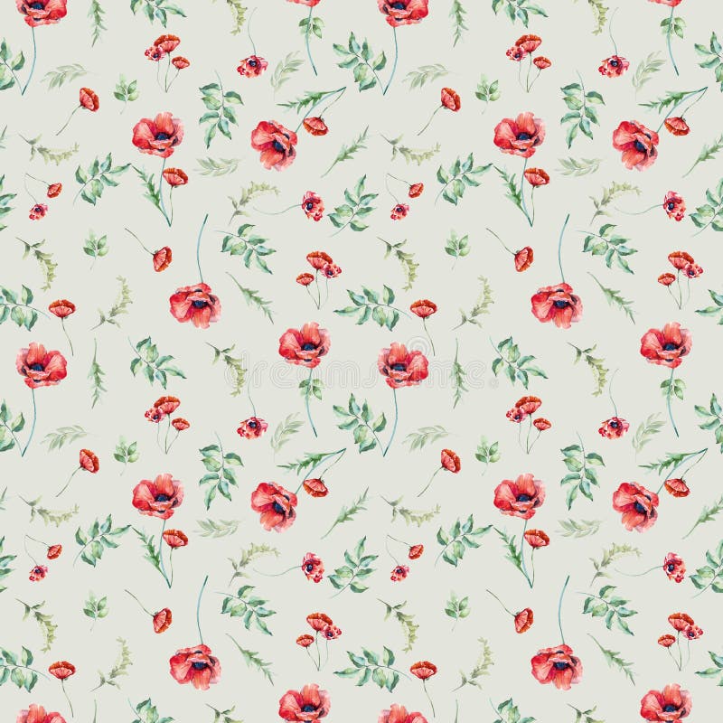 Seamless Red Flower Pattern Stock Vector - Illustration of draft ...