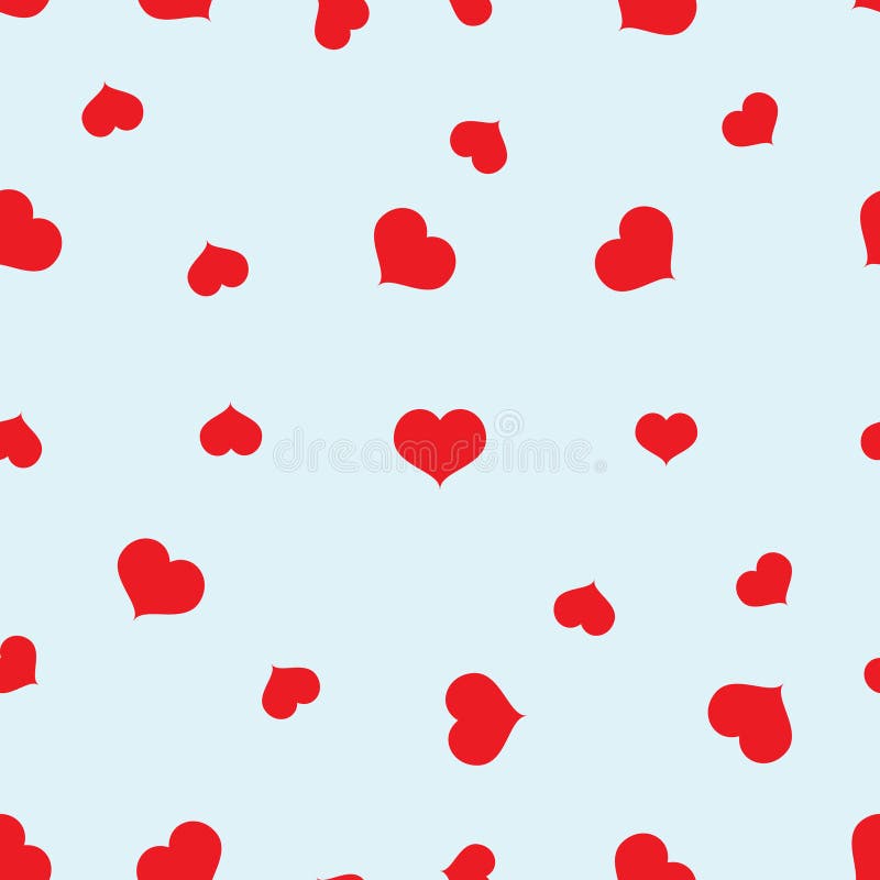 Seamless Red Hearts Pattern on Blue Background, Vector Stock Vector ...