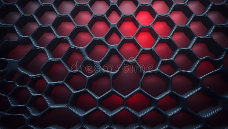Abstract Shiny Red Hexagonal Metal Mesh in Black Background Stock ...