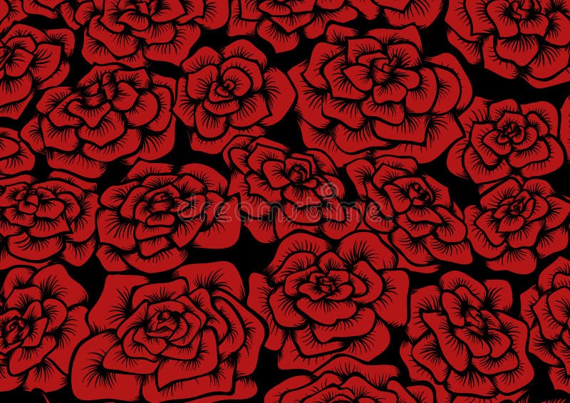 Seamless Red Rose Background. Stock Vector - Illustration of bloom ...