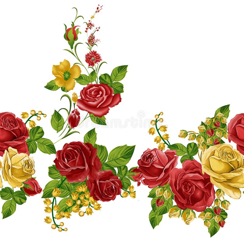 Seamless Red Rose Flower Border Design Stock Illustration ...