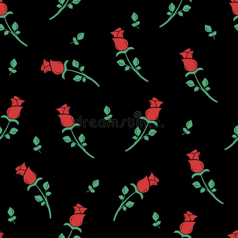 Seamless Red Rose Pattern, Vector Illustration Wallpaper Background ...