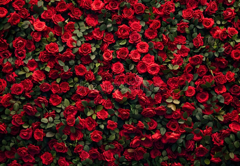 Seamless Red Rose Wall, Top View Flat Lay Stock Illustration ...