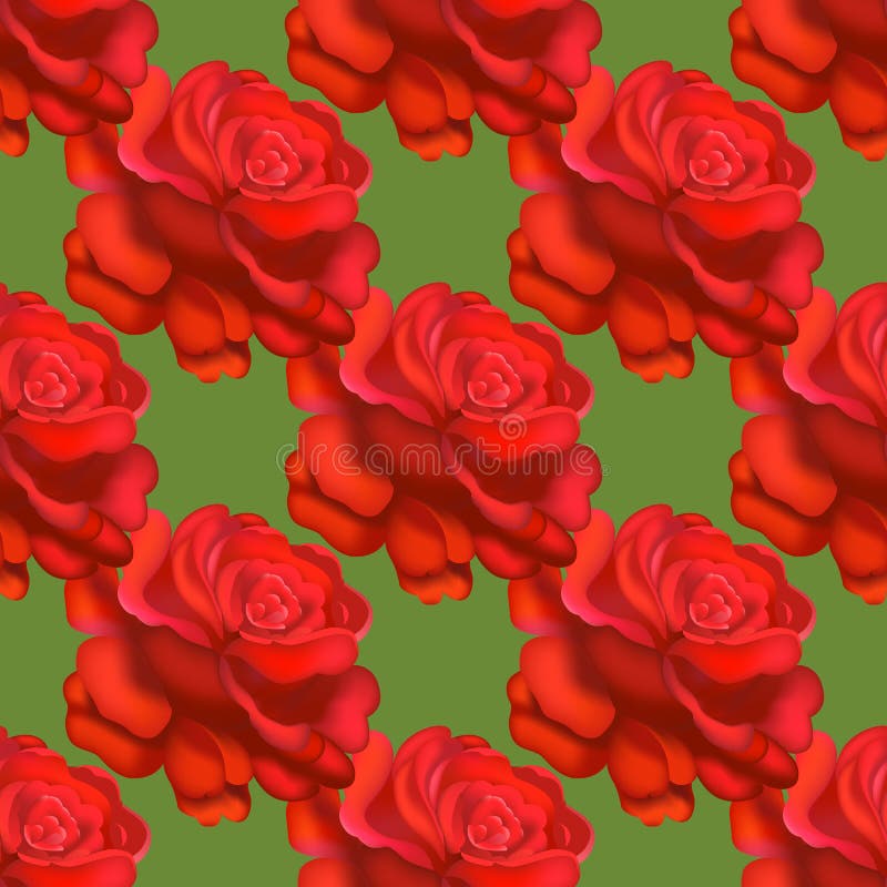 Seamless Red Roses Pattern. Vector Illustration Stock Vector ...