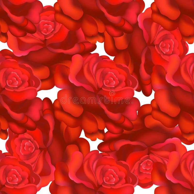 Seamless Red Roses Pattern. Vector Illustration Stock Vector ...