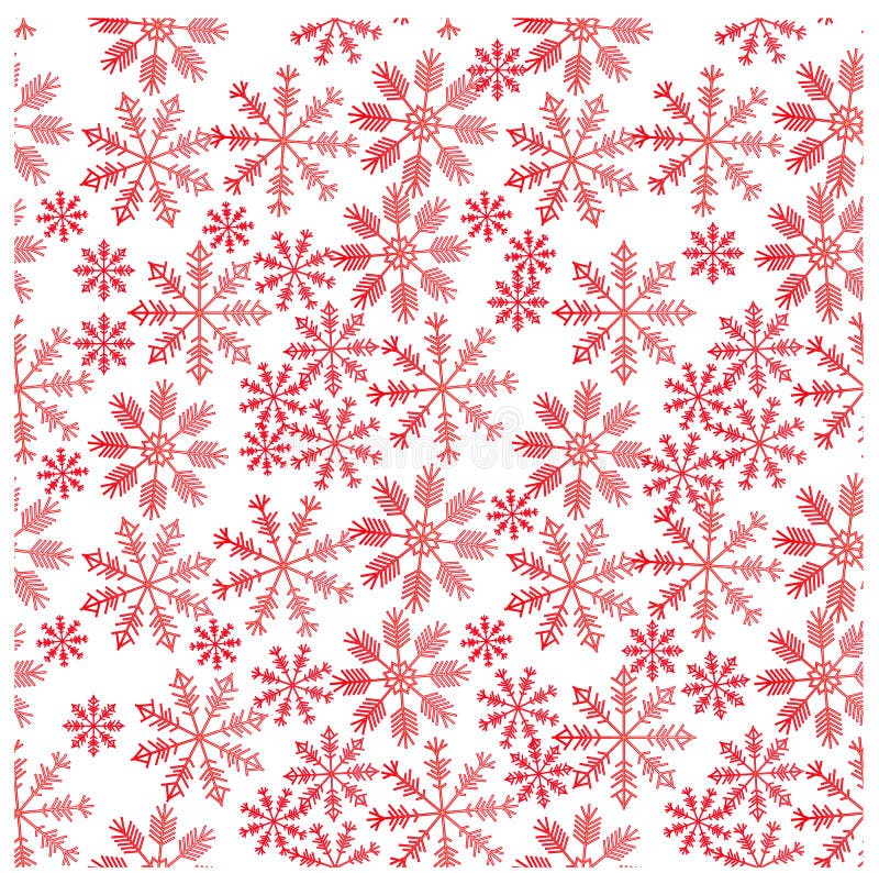Seamless Red Snowflakes Pattern on White Stock Vector - Illustration of ...