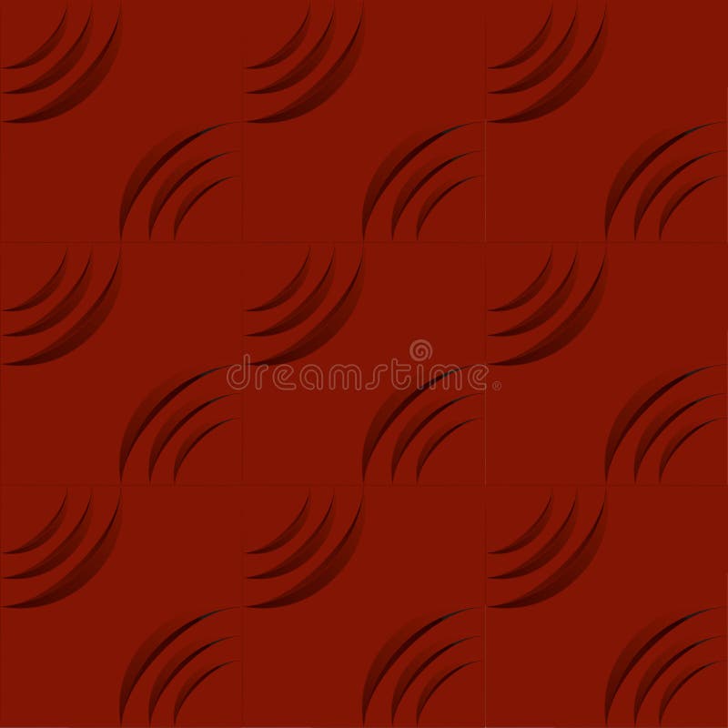 Seamless Red Tile with Convex Curved Lines. 3D Stock Vector ...