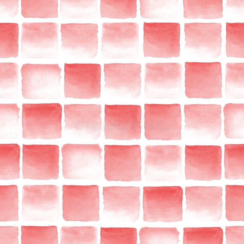 Seamless Red Watercolor Pattern on White Background. Watercolor ...
