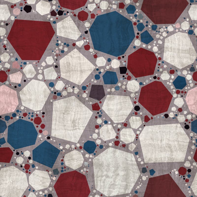 Seamless Red White and Blue Pattern of Packed Polygons with Overlay ...