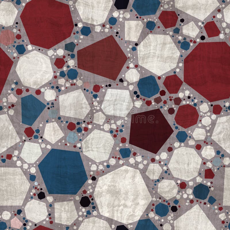 Seamless Red White and Blue Pattern of Packed Polygons with Overlay ...