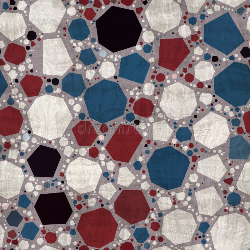 Seamless Red White and Blue Pattern of Packed Polygons with Overlay ...