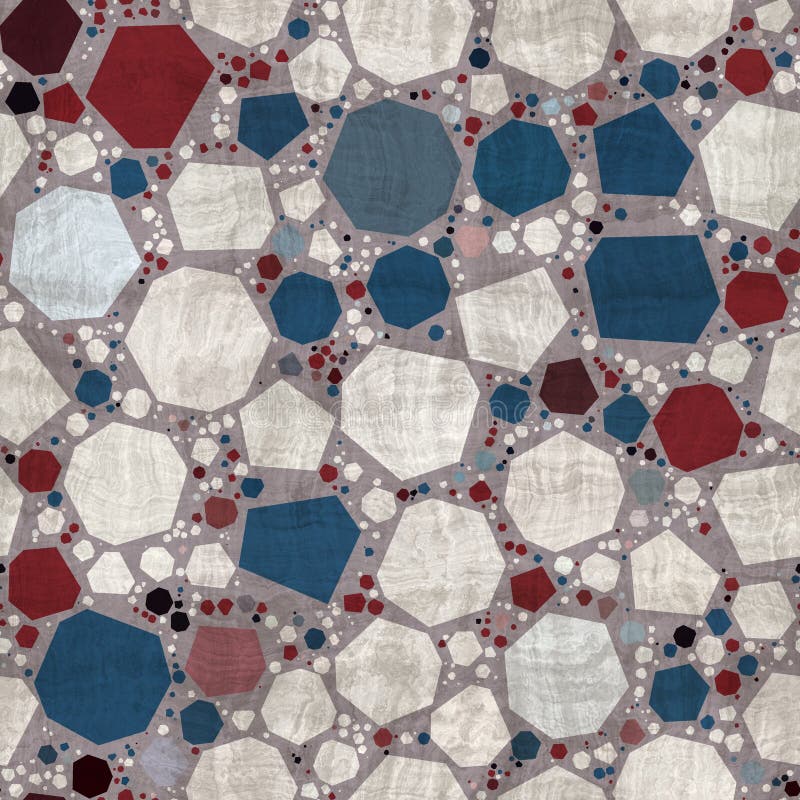 Seamless Red White and Blue Pattern of Packed Polygons with Overlay ...