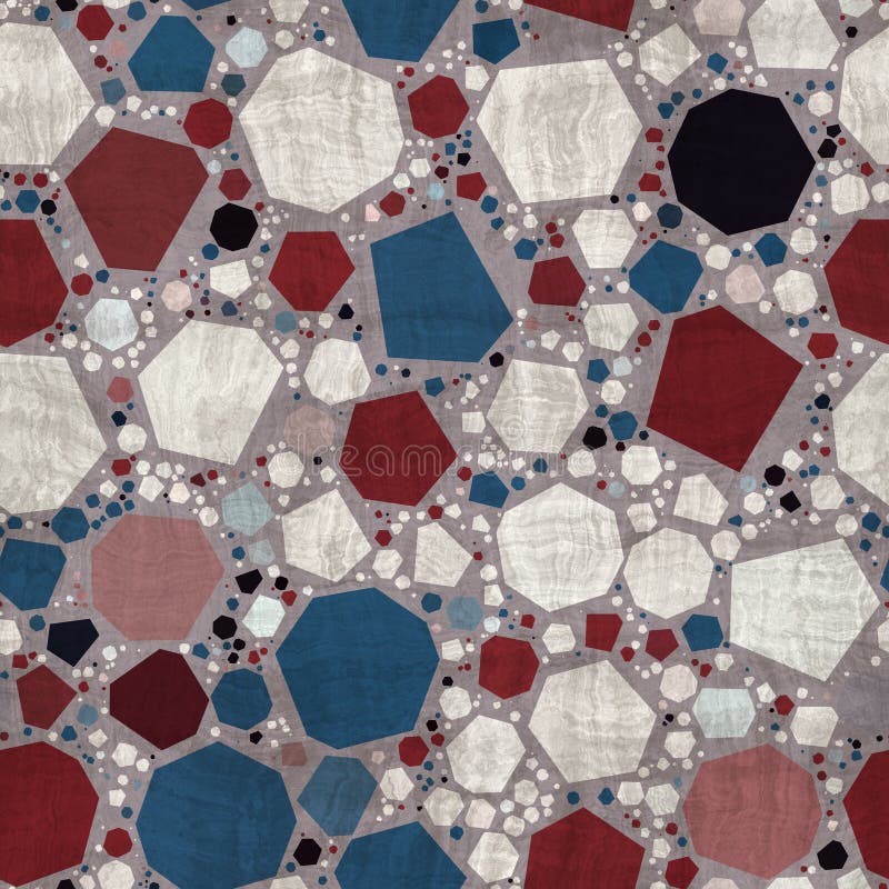 Seamless Red White and Blue Pattern of Packed Polygons with Overlay ...