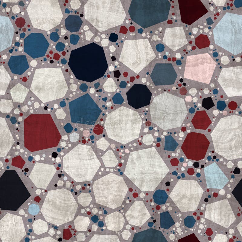 Seamless Red White and Blue Pattern of Packed Polygons with Overlay ...