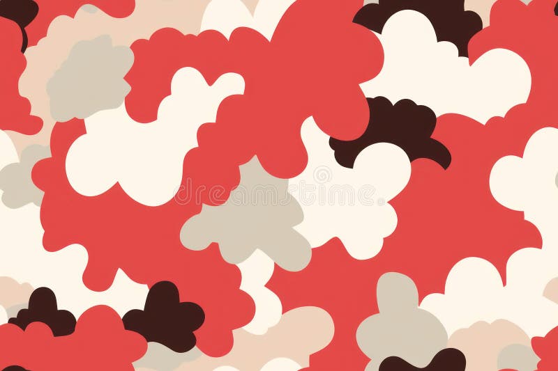 Seamless Red and White Camouflage Pattern Stock Illustration ...
