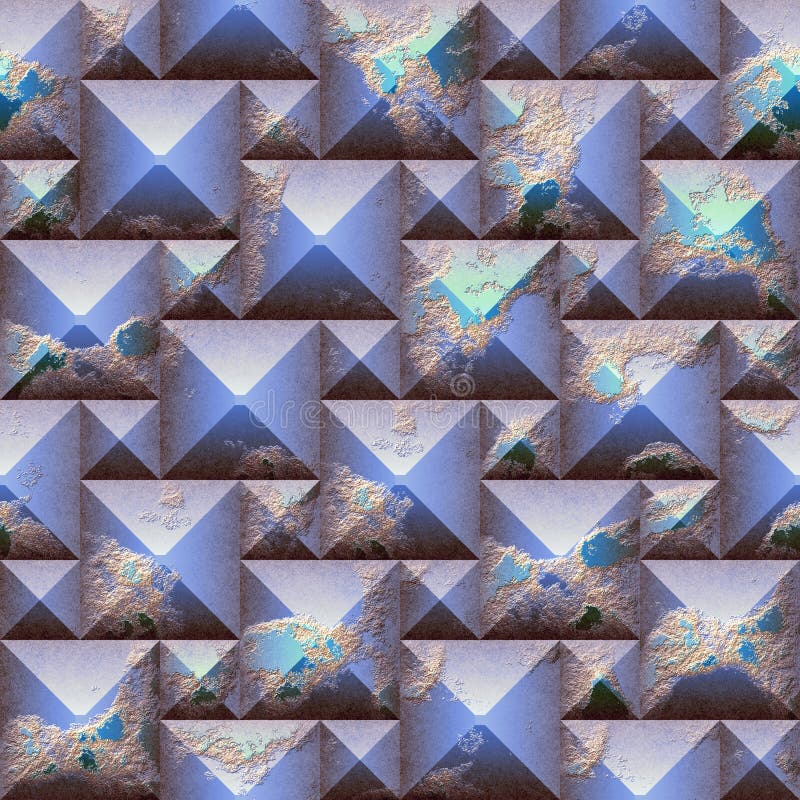 Seamless Relief 3d Mosaic Pattern of Scratched Blue and Orange ...