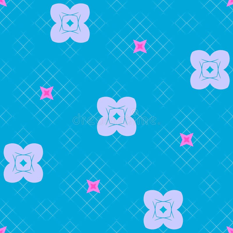 Seamless Repeat Blue Pattern with Light Purple Motifs Stock ...