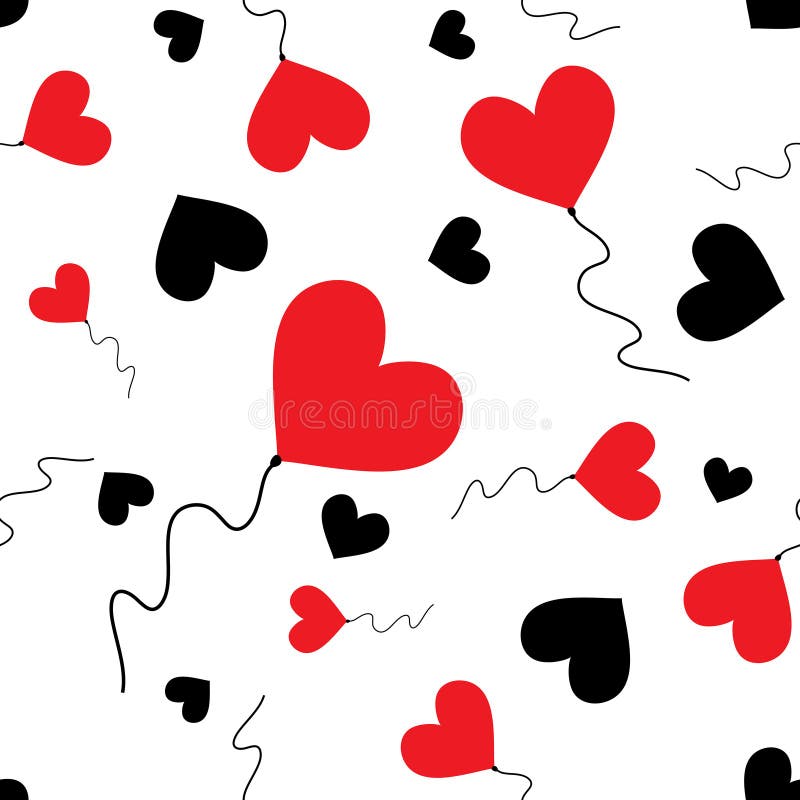 Seamless Repeat Heart Balloon Pattern Stock Vector - Illustration of ...