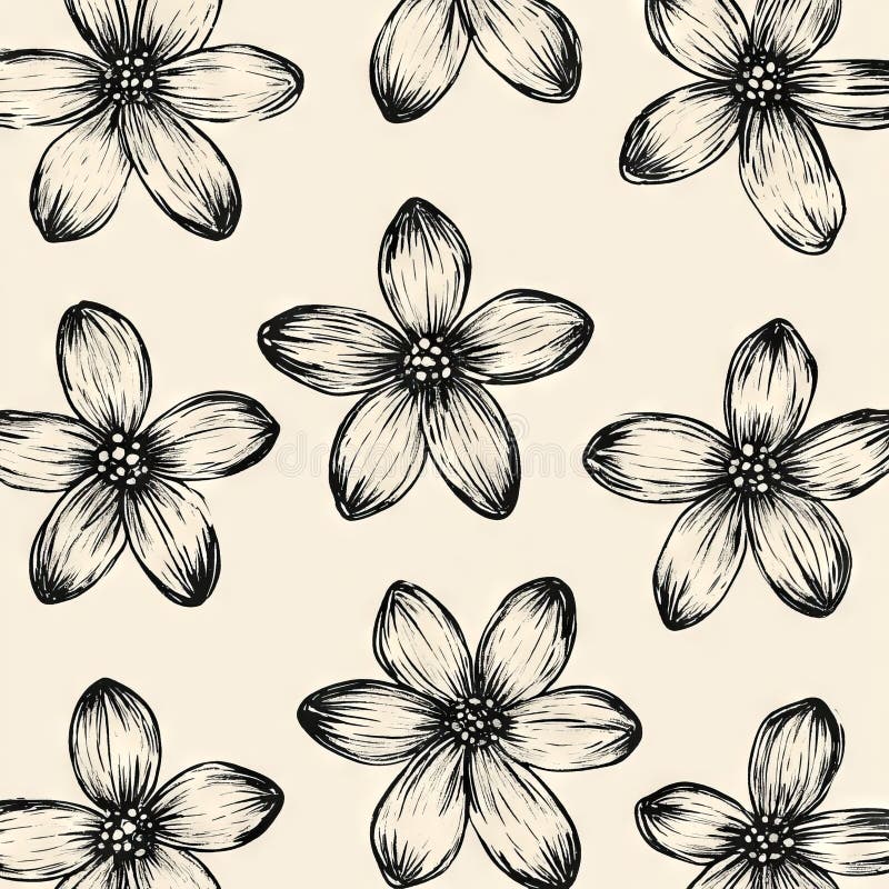 A Seamless Repeat Pattern with Abstract Modern Flowers and Leaves ...