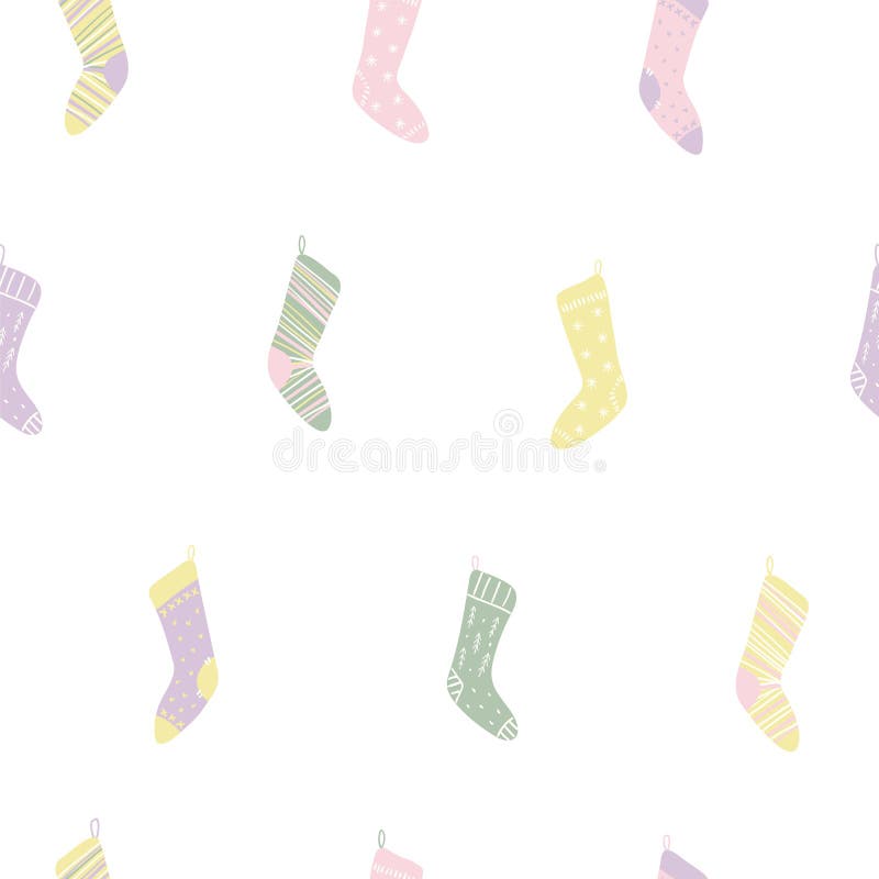 Christmas Stockings Seamless Pattern Stock Vector - Illustration of ...