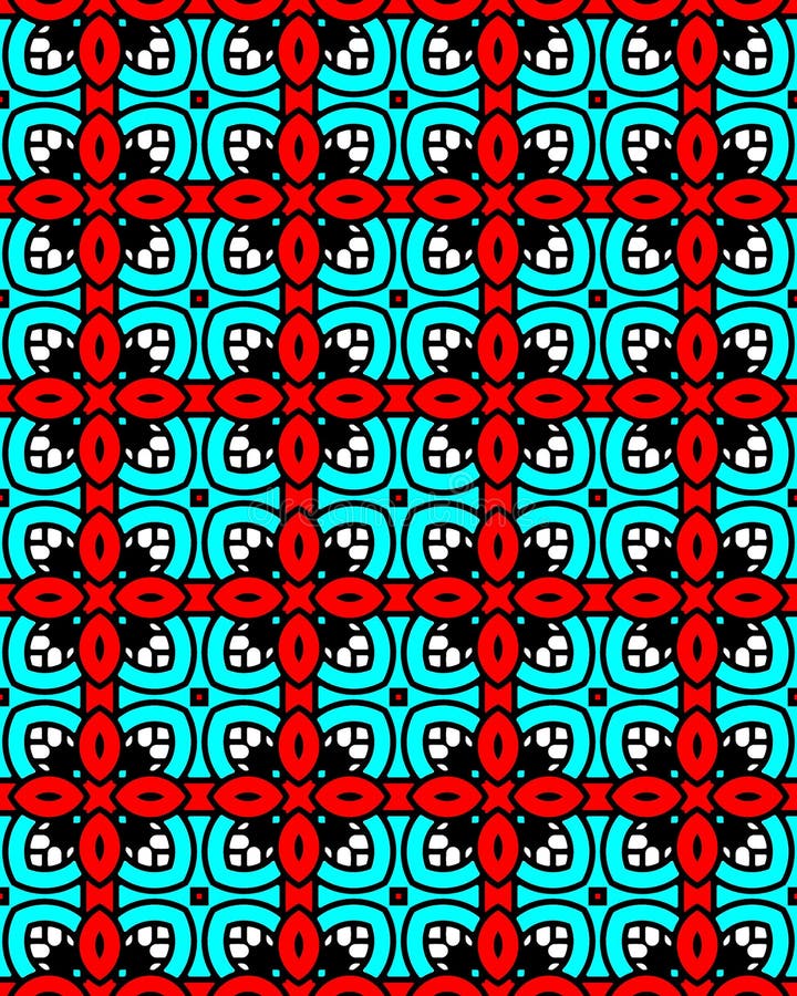 Seamless Repeat Pattern of Red Lines with Four Semi-oval Elements Stock ...