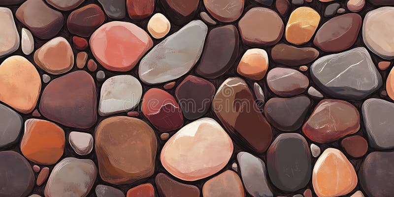 Seamless Repeat Pattern of Smooth Stones in Natural Earthy Tones Stock ...