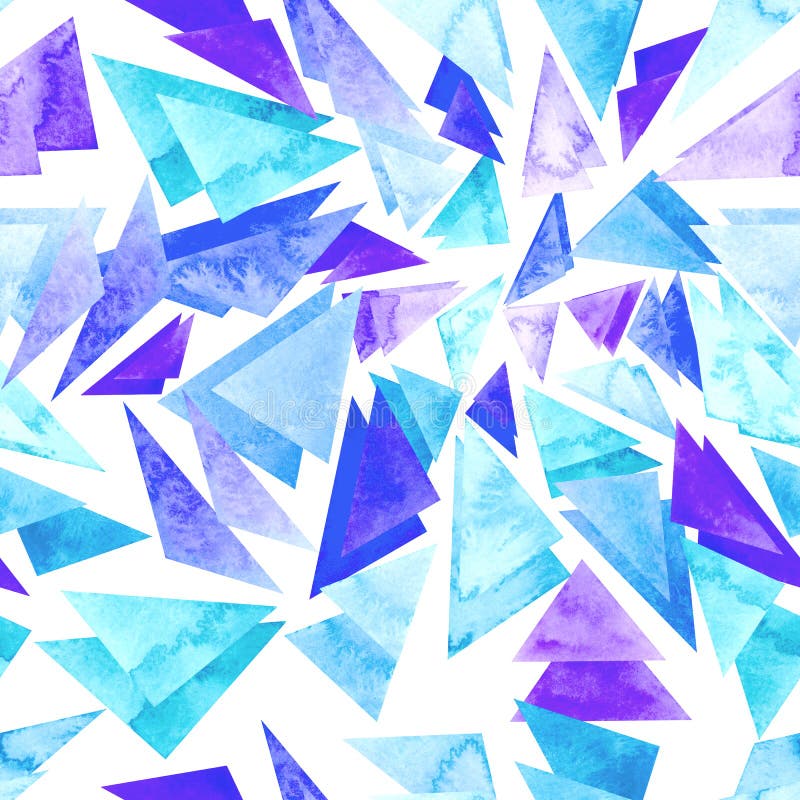 Seamless Repeat Pattern with Watercolor Blue Triangles Stock ...