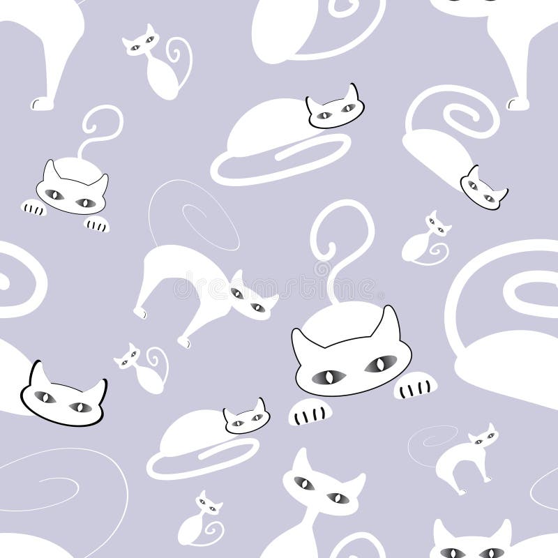 Seamless Repeat Pattern with White Cat Stock Vector - Illustration of ...