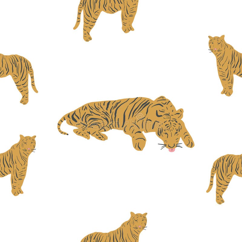 Seamless Repeat Tiger Pattern. Vector Pattern of Big Cats. Exotic ...