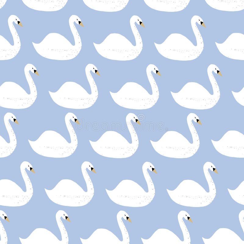 Seamless Repeat Vector Pattern Blue Background Swan Reflections. Stock ...